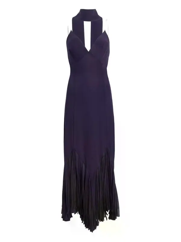 Khaite Candita Pleated V-Neck Slip Midi Dress - Blue
