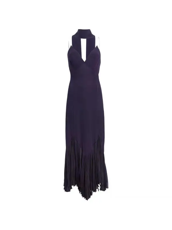 Khaite Candita Pleated V-neck Slip Midi Dress - Blue