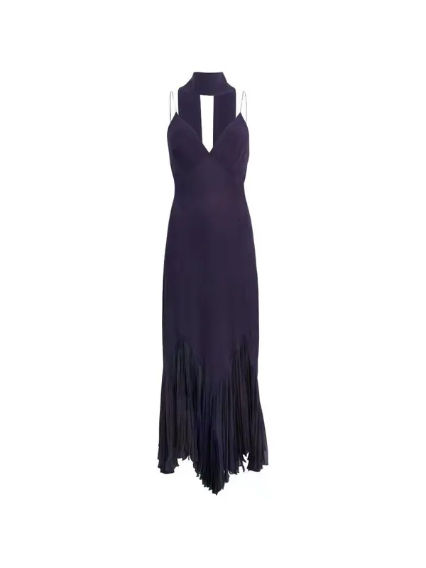 Khaite Candita Pleated V-neck Slip Midi Dress - Blue