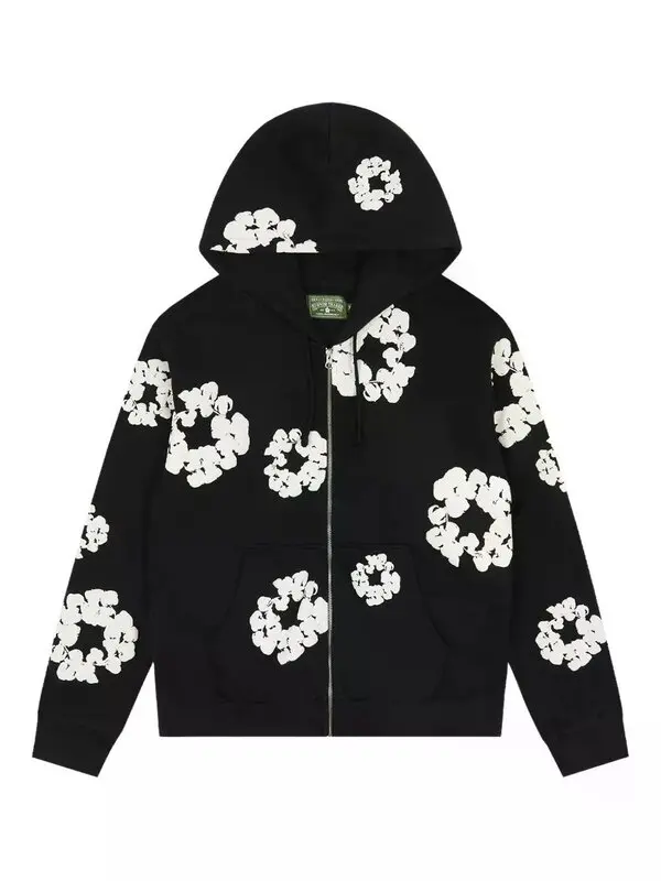 DENIM TEARS Wreath-print Zip Hoodie