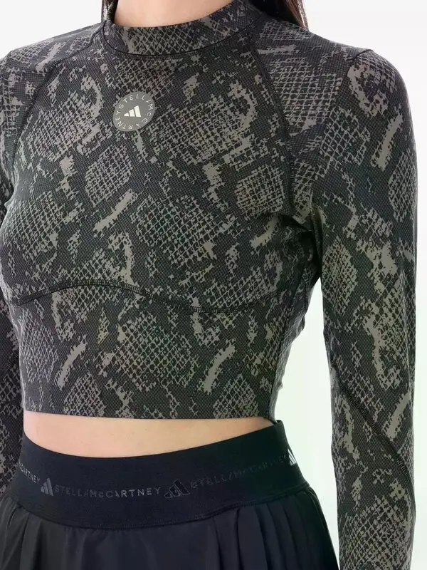 Adidas By Stella McCartney Snake-print Long-sleeve Top - Brown