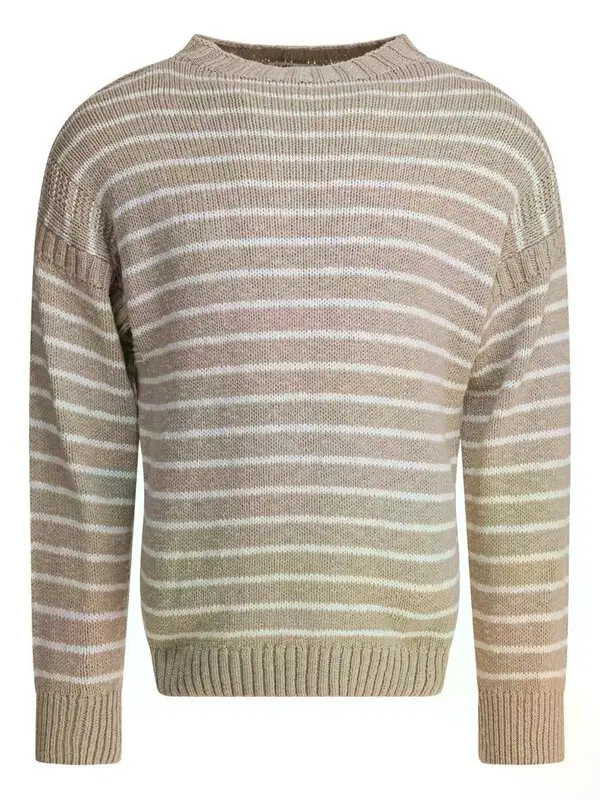 ALEX MILL Striped Cotton Knit Crewneck Sweater - Neutrals