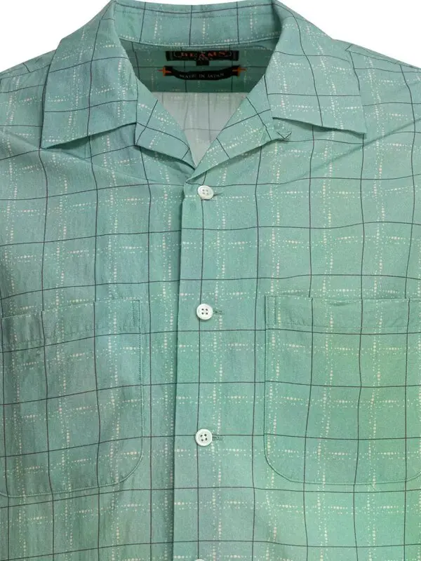 BEAMS Revere-collar Grid-pattern Shirt