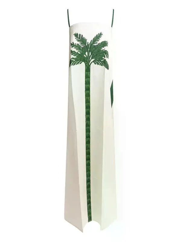 TALLULAH RESORTWEAR Palm Tree Print Slip Dress - White