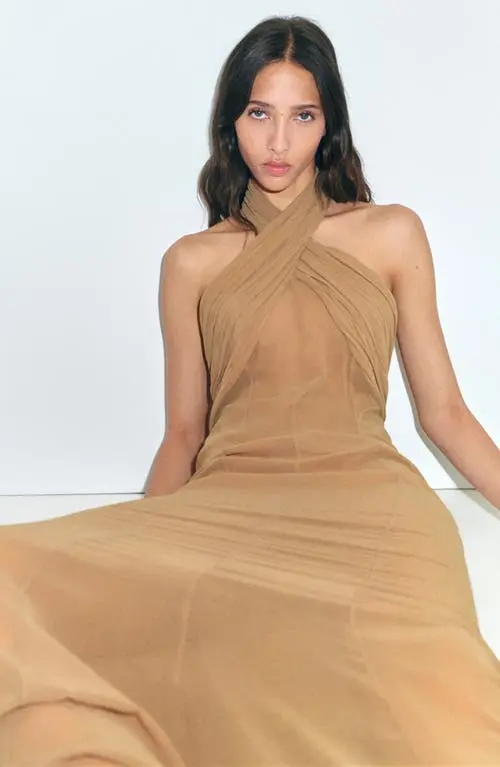 Mango Mesh Halter Gown