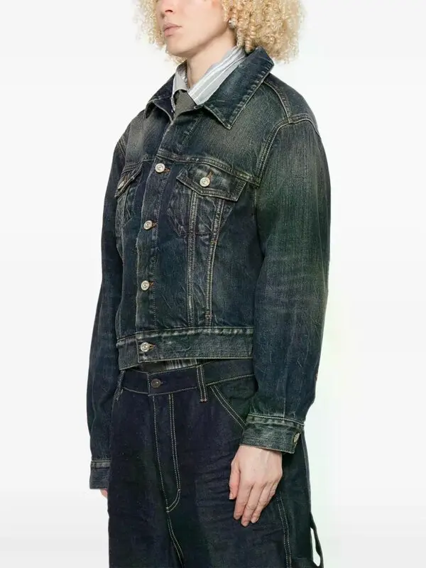 Balenciaga Off-shoulder Denim Jacket - Blue