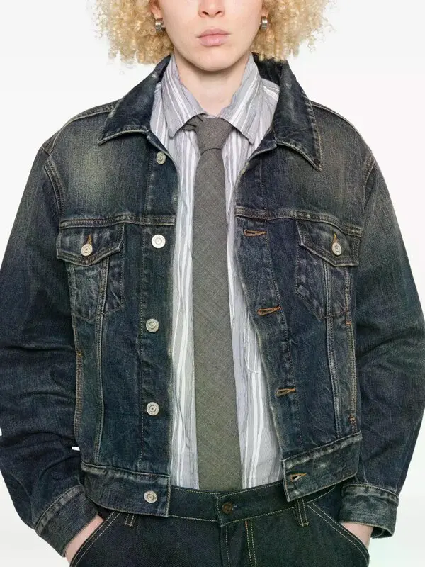 Balenciaga Off-shoulder Denim Jacket - Blue