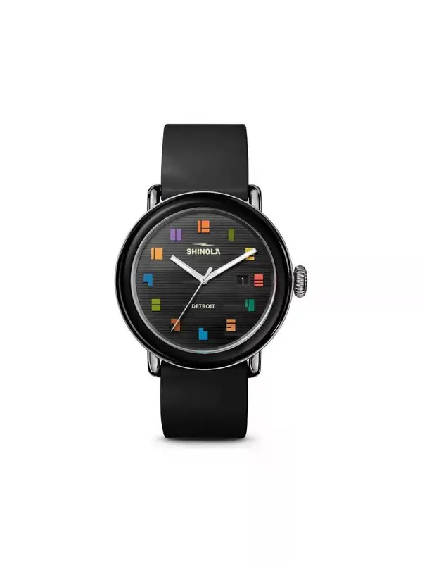 Shinola 40mm Leather Watch - Black