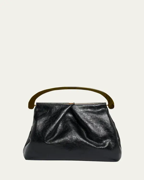 Dries Van Noten Pleated Crinkled Leather Top-handle Bag