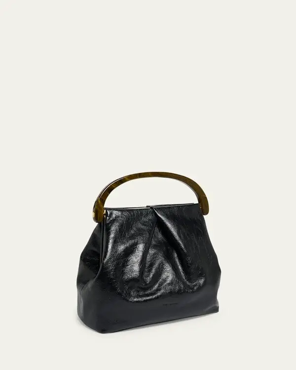 Dries Van Noten Pleated Crinkled Leather Top-handle Bag