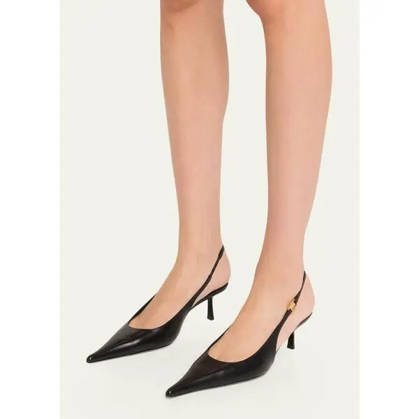Saint Laurent Vendome Leather Slingback Pumps