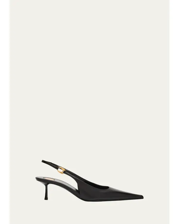 Saint Laurent Vendome Leather Slingback Pumps - Nero