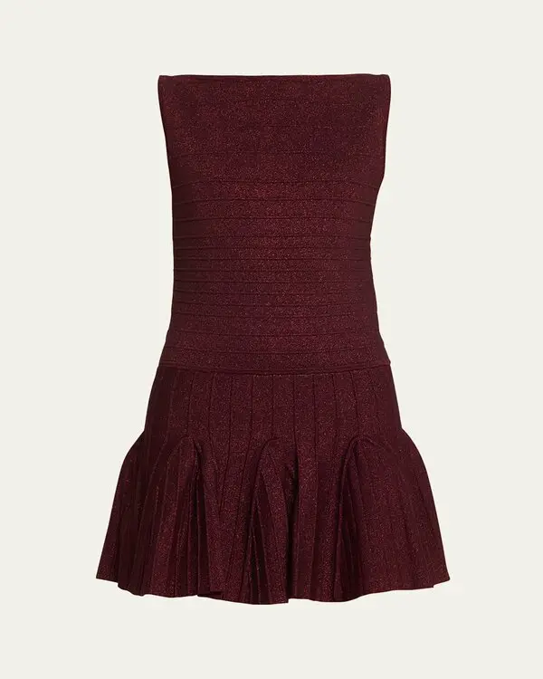 Retrofete Audrina Metallic Knit Mini Dress - Maroon