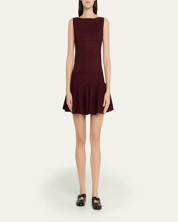 Retrofete Audrina Metallic Knit Mini Dress - Maroon