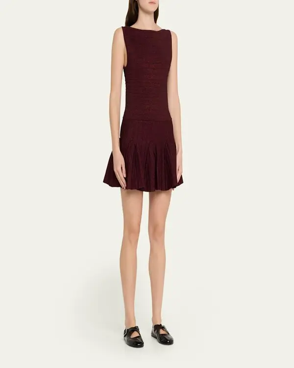 Retrofete Audrina Metallic Knit Mini Dress - Maroon