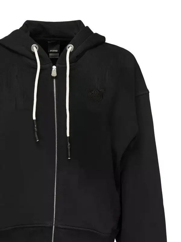 Pinko Embroidered Logo Zip-up Hoodie - Black
