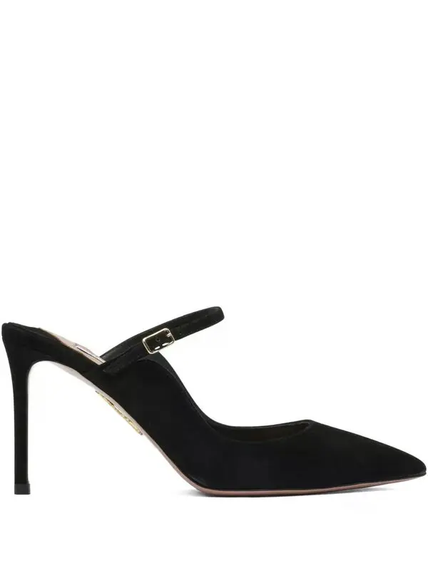 AQUAZZURA Suede Ankle Strap Stiletto Pumps