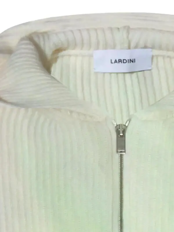 LARDINI Ribbed Zip-up Knitted Hoodie - Neutrals