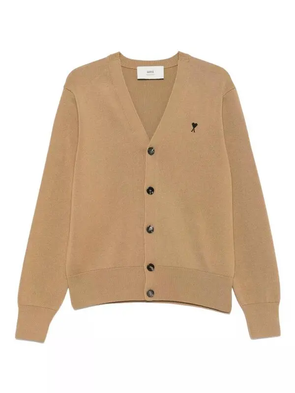 AMI Paris Button-front Cardigan With Embroidered Logo