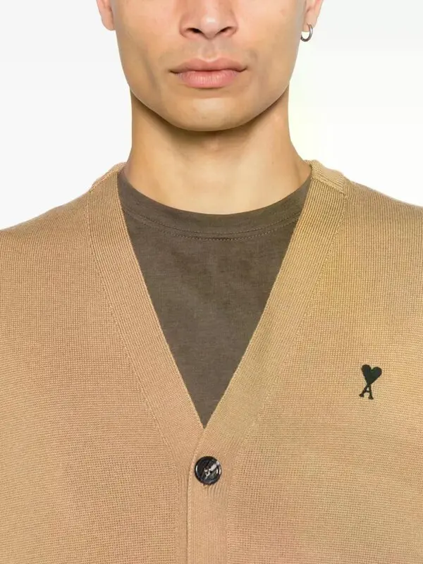 AMI Paris Button-front Cardigan With Embroidered Logo