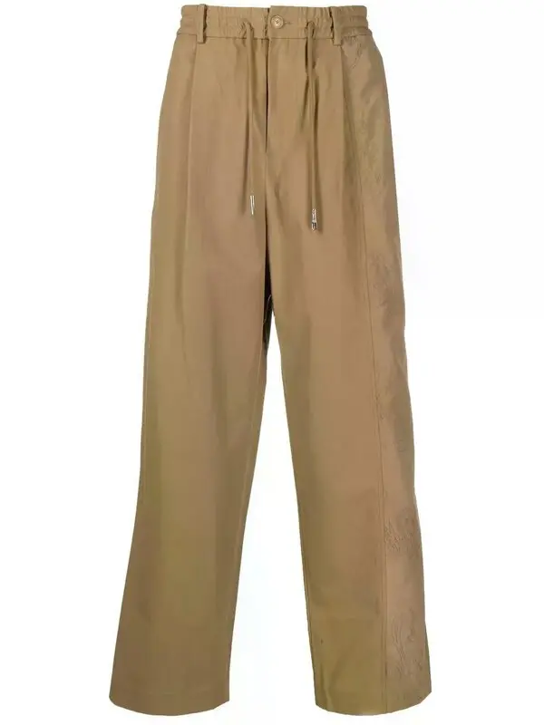 FENG CHEN WANG Embroidered-panel Drawstring Trousers