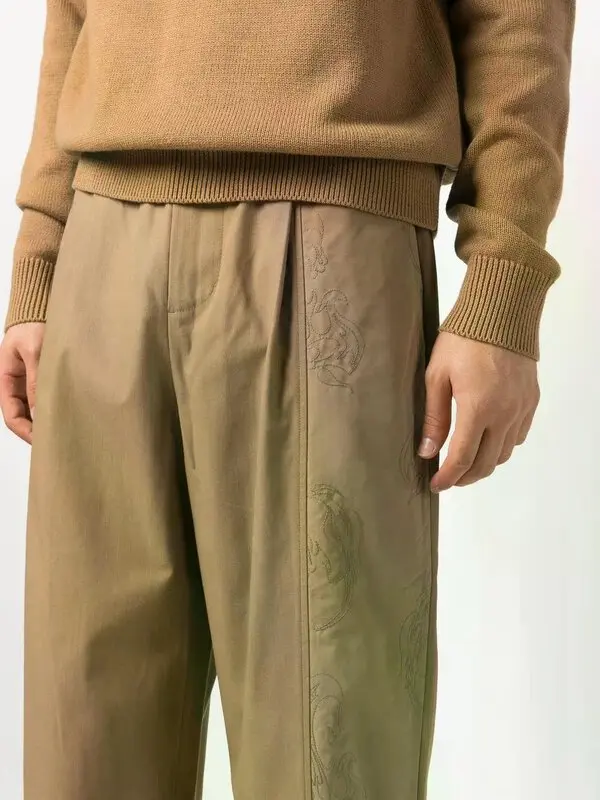 FENG CHEN WANG Embroidered-panel Drawstring Trousers