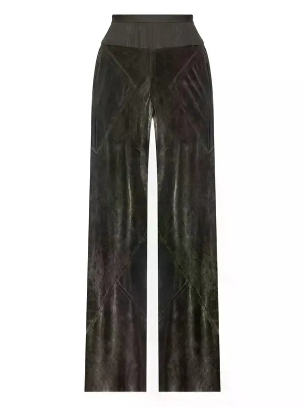 Rick Owens Ribbed Waistband Velvet Trousers - Grey