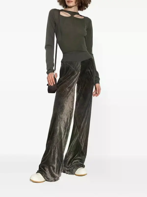 Rick Owens Ribbed Waistband Velvet Trousers - Grey
