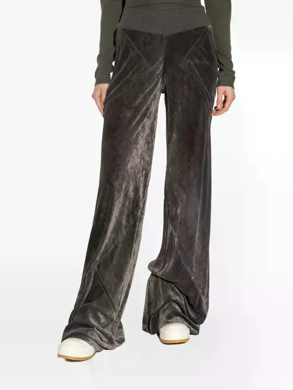 Rick Owens Ribbed Waistband Velvet Trousers - Grey