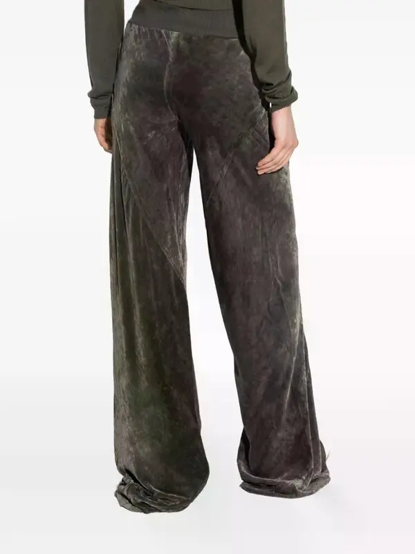 Rick Owens Ribbed Waistband Velvet Trousers - Grey