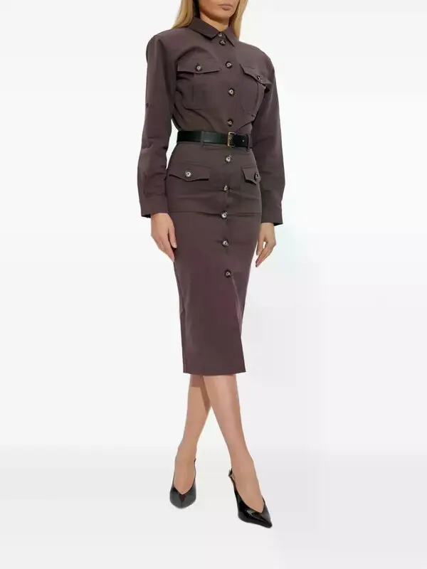 SELF-PORTRAIT Buttoned-up Belted Dress
