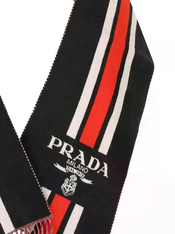 Prada Striped Logo Scarf