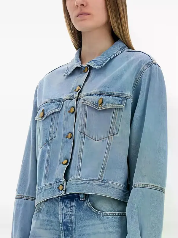 ALYSI Puffed-sleeve Denim Trucker Jacket