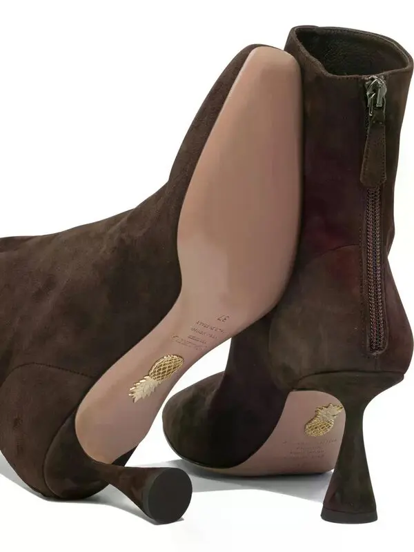 AQUAZZURA 75mm Amore Suede Ankle Boots - Brown