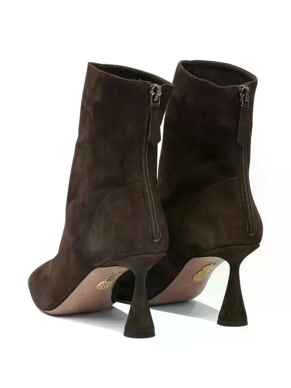 AQUAZZURA 75mm Amore Suede Ankle Boots - Brown