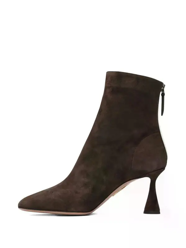 AQUAZZURA 75mm Amore Suede Ankle Boots - Brown