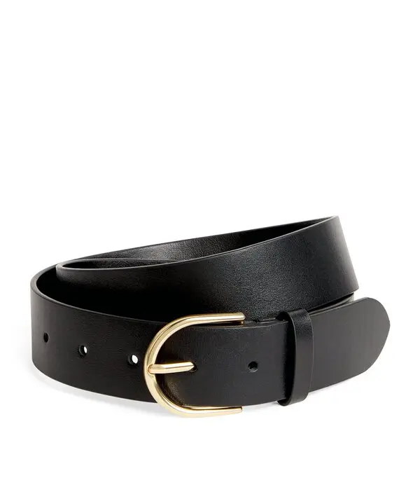 Maje Leather Belt With Chain Detail - Black
