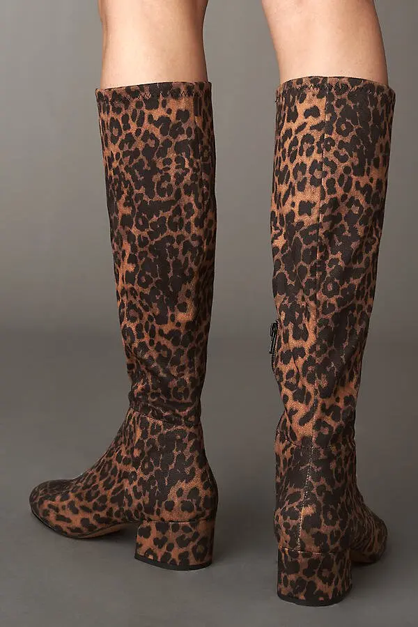 SILENT D Block-heel Knee-high Boots - Cheetah