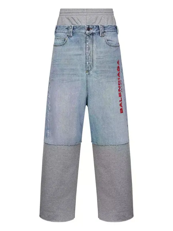 Balenciaga Fleece-insert Frayed Trousers - Blue