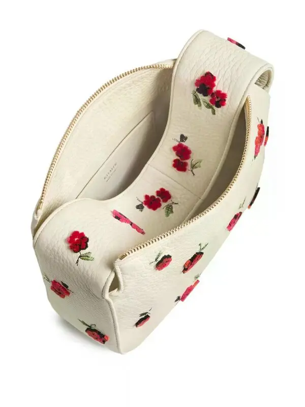 Khaite Elena Small Floral-embroidered Leather Shoulder Bag
