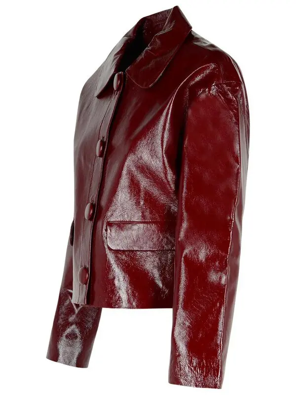 Self-Portrait Leather Jacket In Red - 36% Off | Editorialist