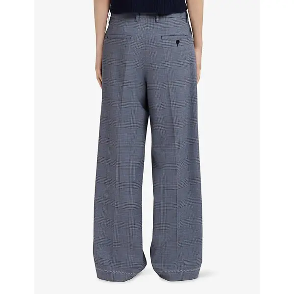 Marni Checked Wide-leg Stretch-woven Trousers