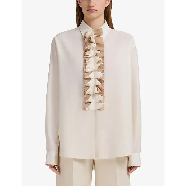 Marni Cotton-blend Blouse With Ruffle Panel