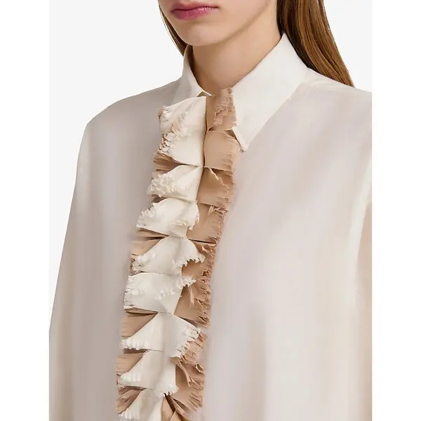 Marni Cotton-blend Blouse With Ruffle Panel