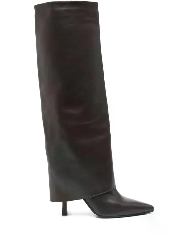 GISEL MOIRE 90mm Folded-cuff Leather Boots