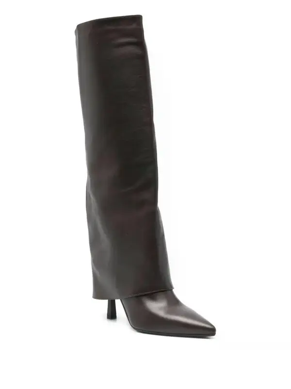GISEL MOIRE 90mm Folded-cuff Leather Boots