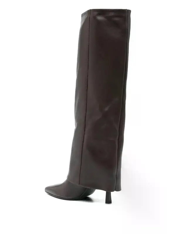 GISEL MOIRE 90mm Folded-cuff Leather Boots