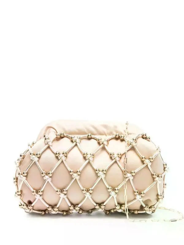 Rosantica Beaded Satin Clutch - Neutrals