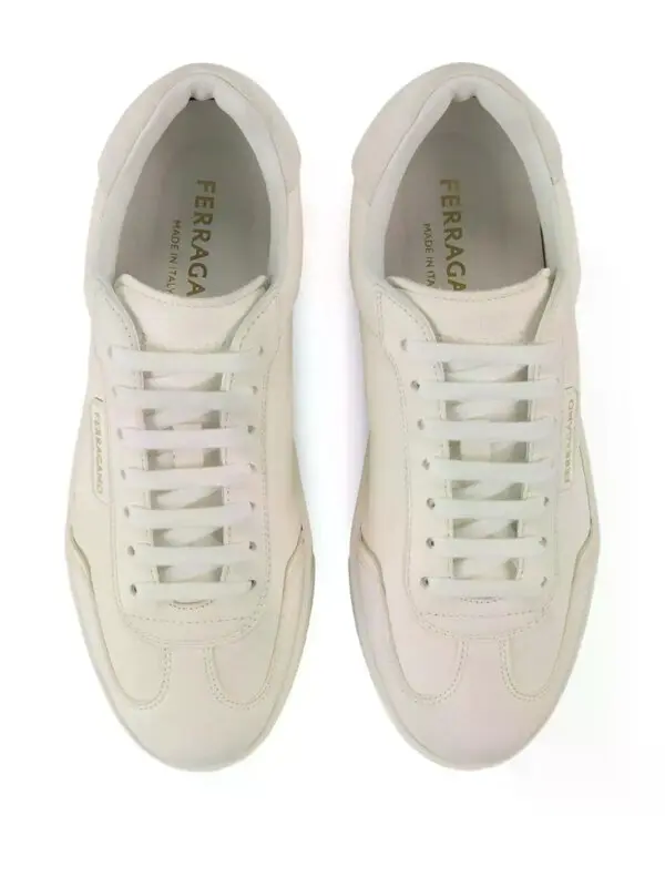 FERRAGAMO Suede-paneled Leather Sneakers - White