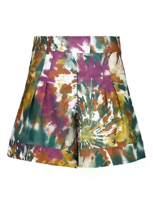 PAULA Pleated Tie-dye Shorts